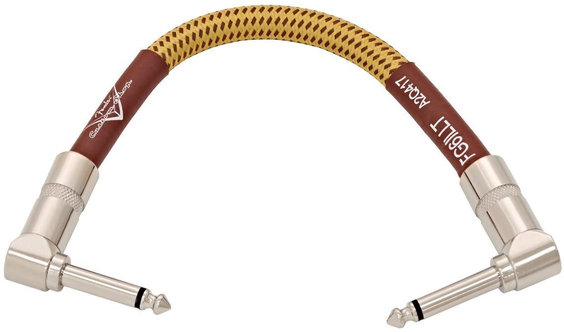 Fender Custom Shop Instrument Patch Cable, Angle/Angle, 6inch - Tweed Cable