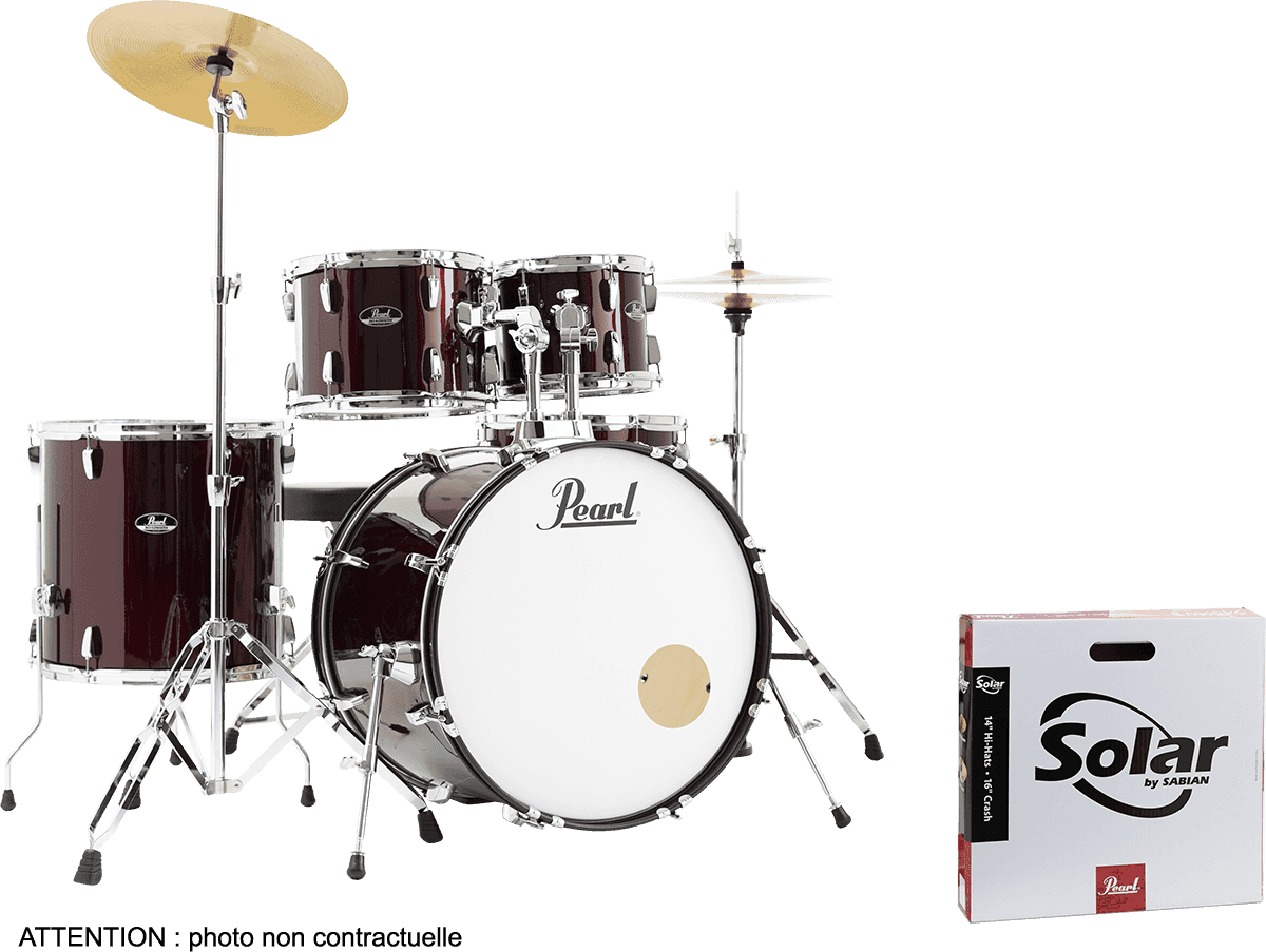 Pearl Roadshow Rock 22 + Pack Sabian Solar - red wine Rock drum kit red