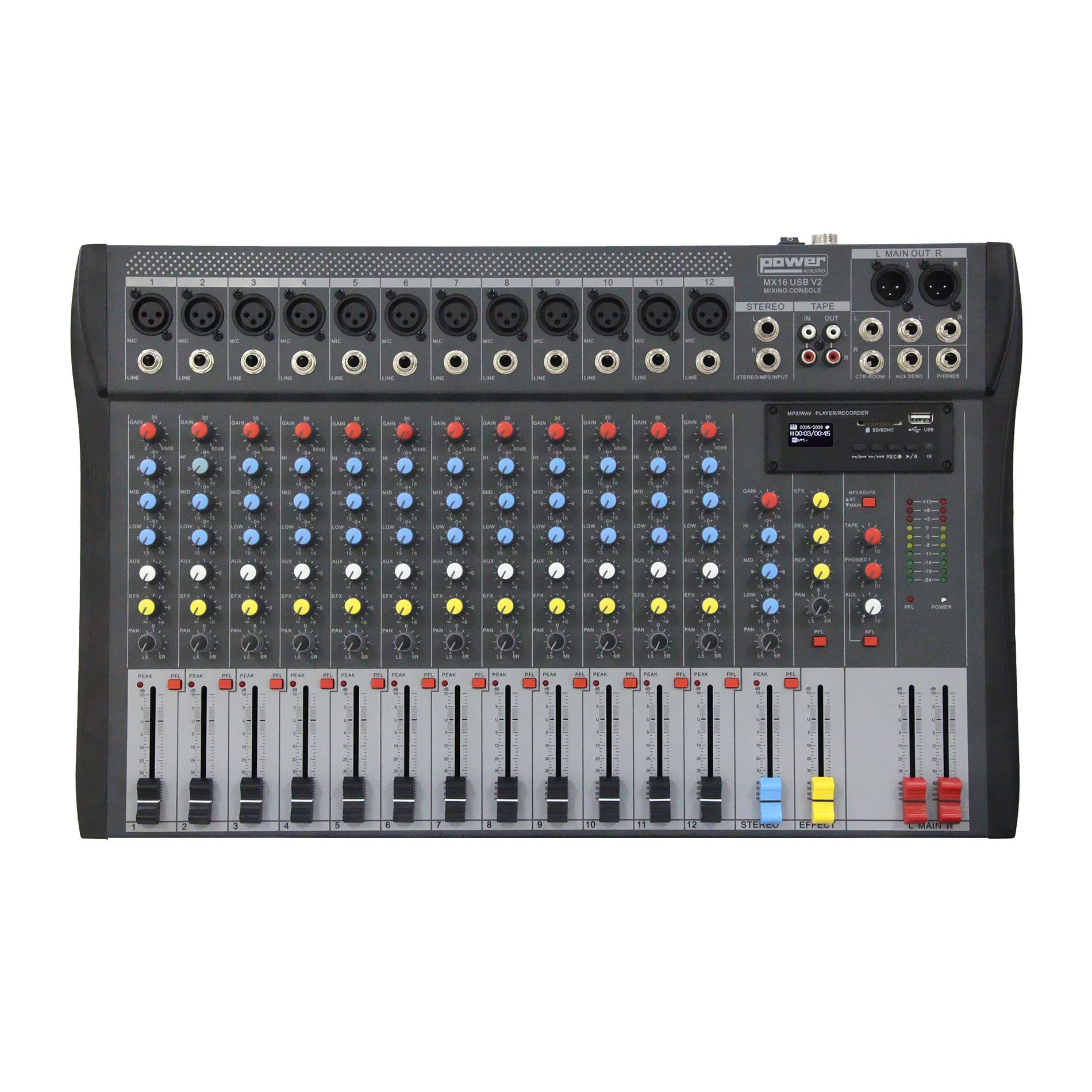 Power acoustics MX16 USB V2 Analog mixing desk