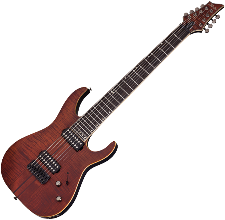 Schecter Banshee Elite-8 - cats eye pearl Baritone guitar brown
