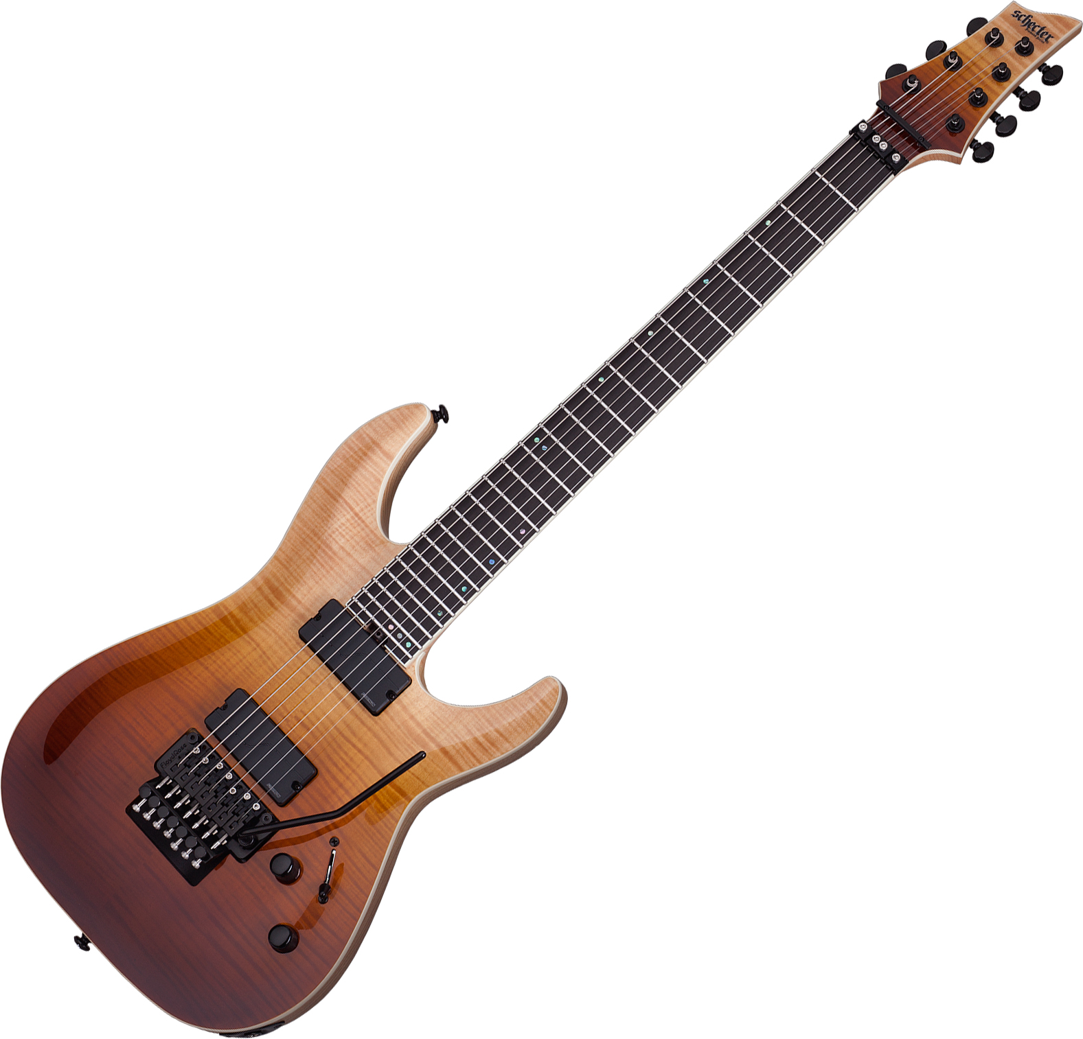 Schecter C-7 FR SLS Elite - antique fade burst Baritone guitar brown