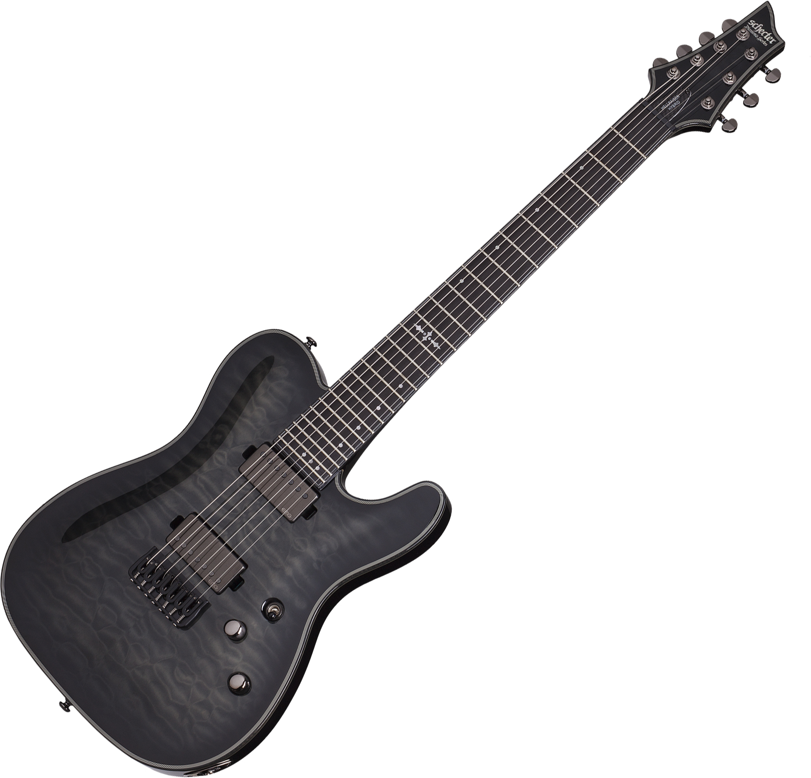 Schecter Hellraiser Hybrid PT-7 - transp. black burst Baritone guitar black