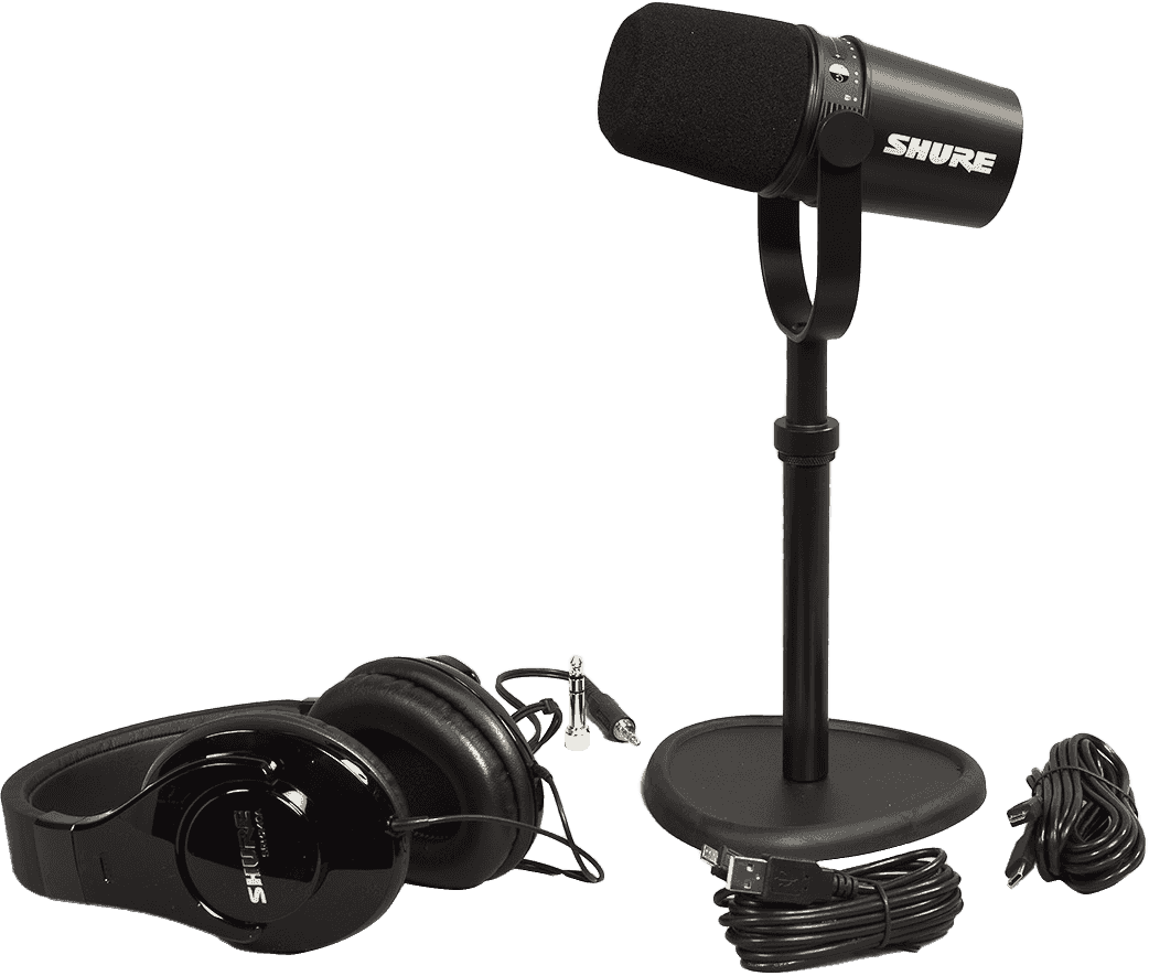 Shure PACK MV7-K + Tkm 23230 + SRH240A-BK Microphone pack with stand
