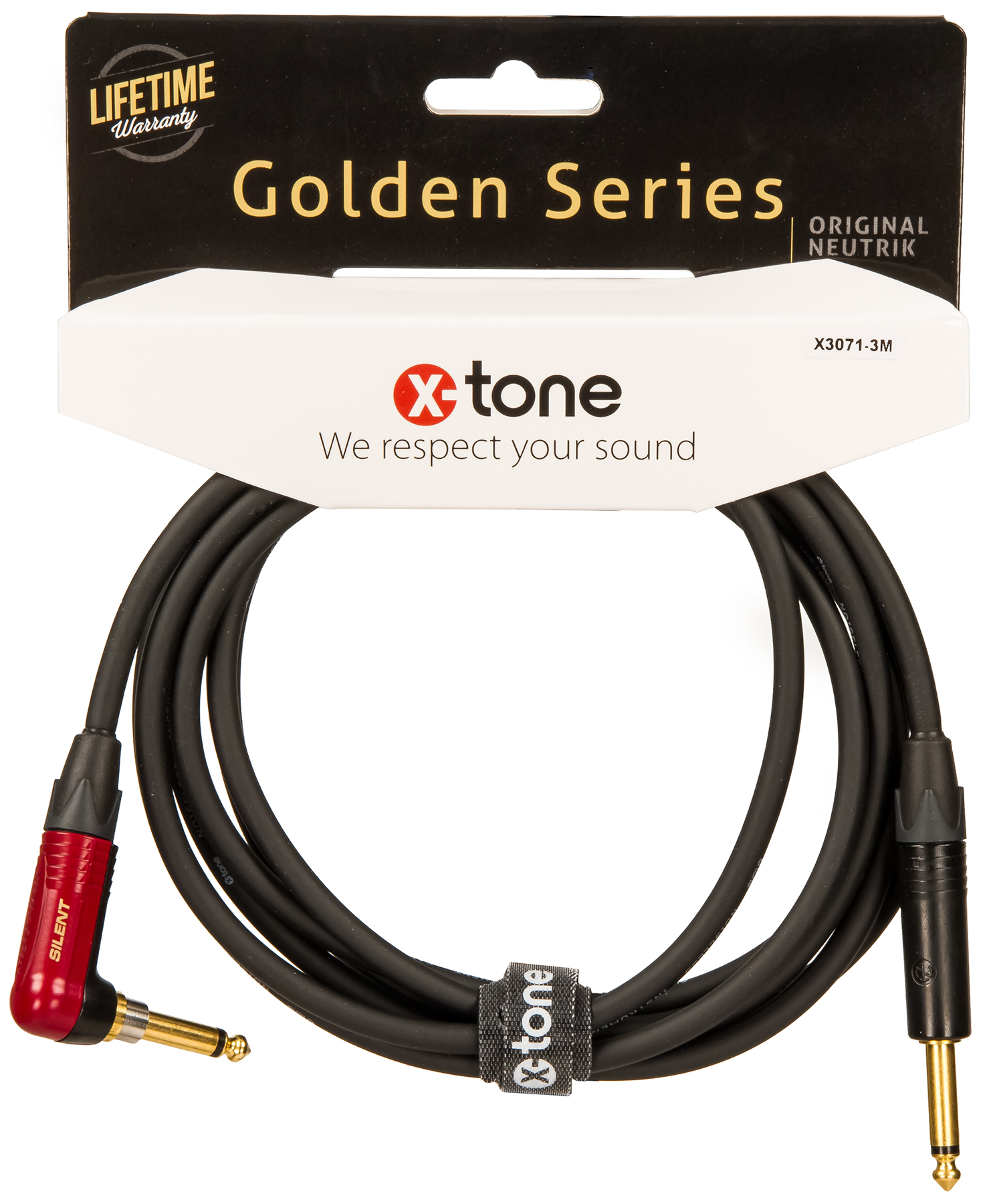 X-tone X3071-3 Instrument Cable Right/Angled 3m Golden Series Cable